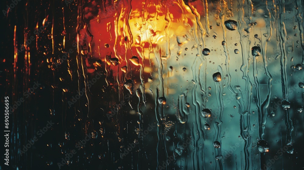 Rain Downpour Splashing On Edge Surface, Flat Design Style, Pop Art ...