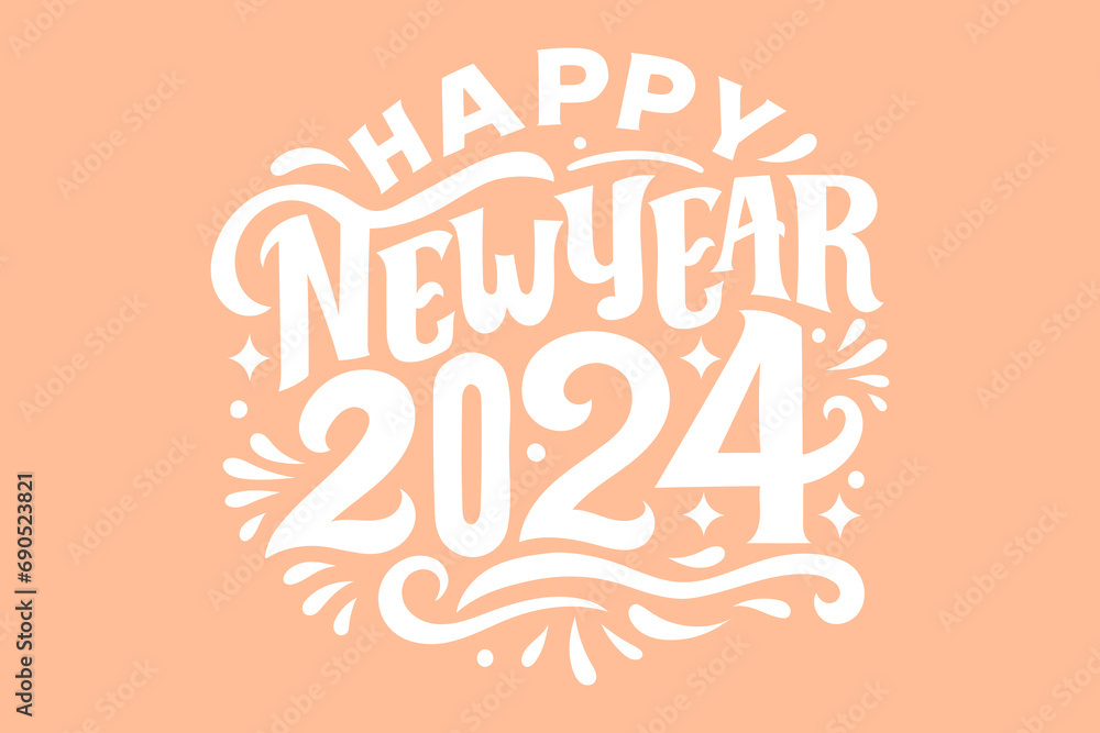 Happy new year 2024 design. Pantone color 2024 Peach Fuzz. Design for ...