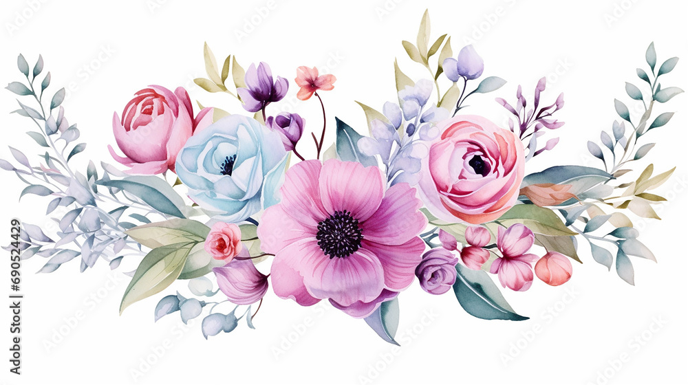 Watercolor floral composition spring floral watercolor. Hand-painted ...