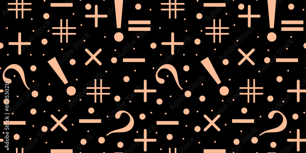 Seamless pattern with Trendy Punctuation marks isolated black ...