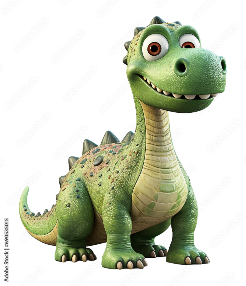 Brontosaurus dinosaur 3d cartoon character with transparent background ...