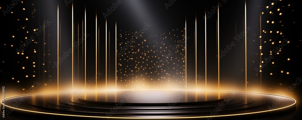 gold stage product showcase with bursting light , abstract gold ...