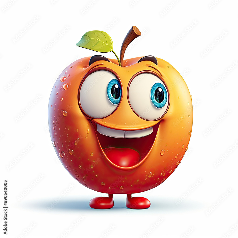 3D Illustration of apple character that is drawn in cartoon style, AI ...