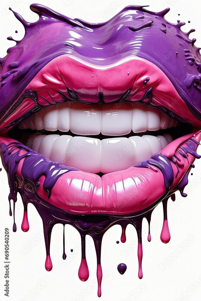 puckered lips drippy kiss sublimation clipart, on a white background ...
