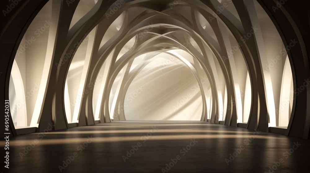 Elegantly arched structures of intersecting beams and nodes, casting ...