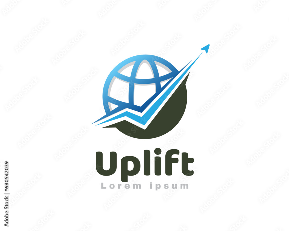 world earth globe increase arrow uplift logo icon symbol design ...