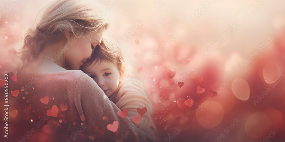 Create a heartwarming background with defocused images of hugs and ...