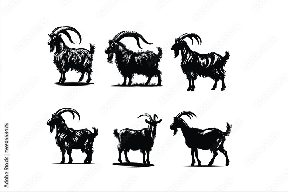 Goat Graphics Variety Pack Vector graphics, Farm animal Wildlife design ...