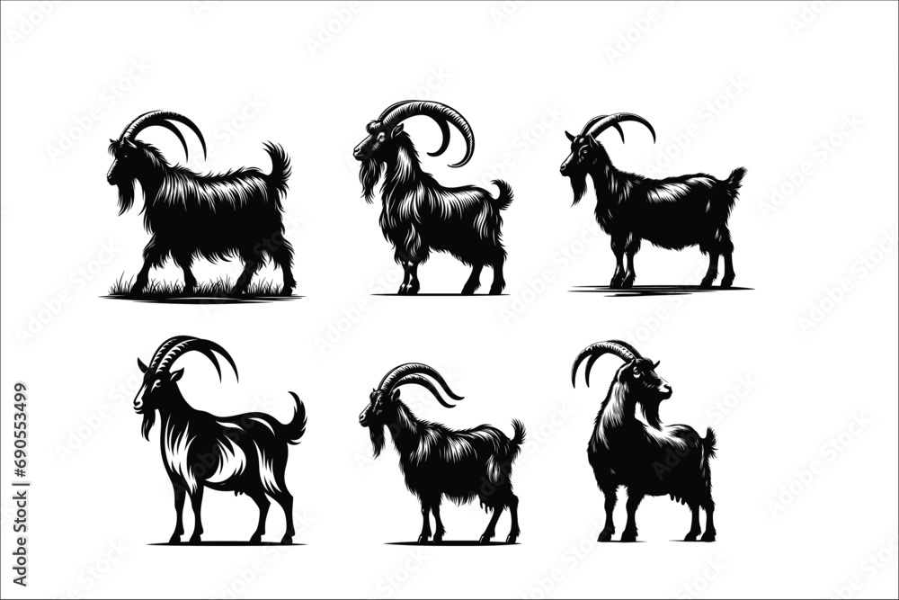 Goat Graphics Variety Pack Vector graphics, Farm animal Wildlife design ...
