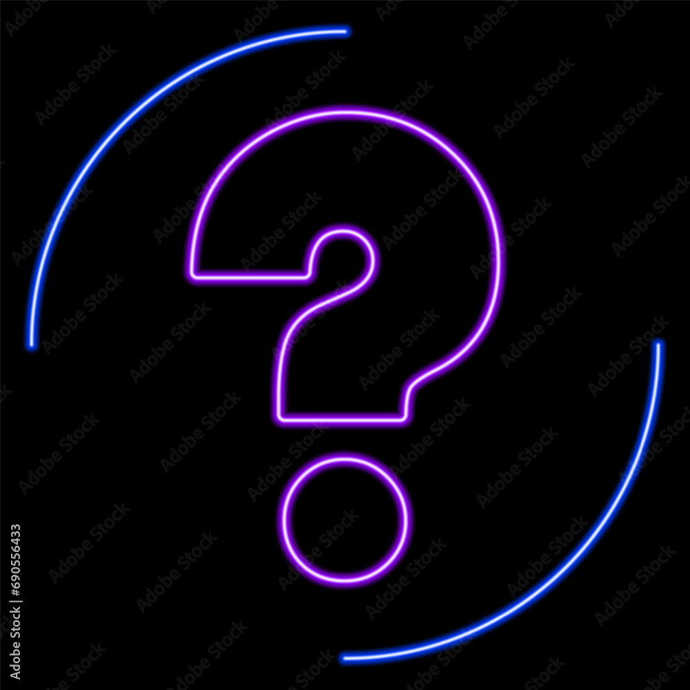 question mark neon sign, modern glowing banner design, colorful modern ...
