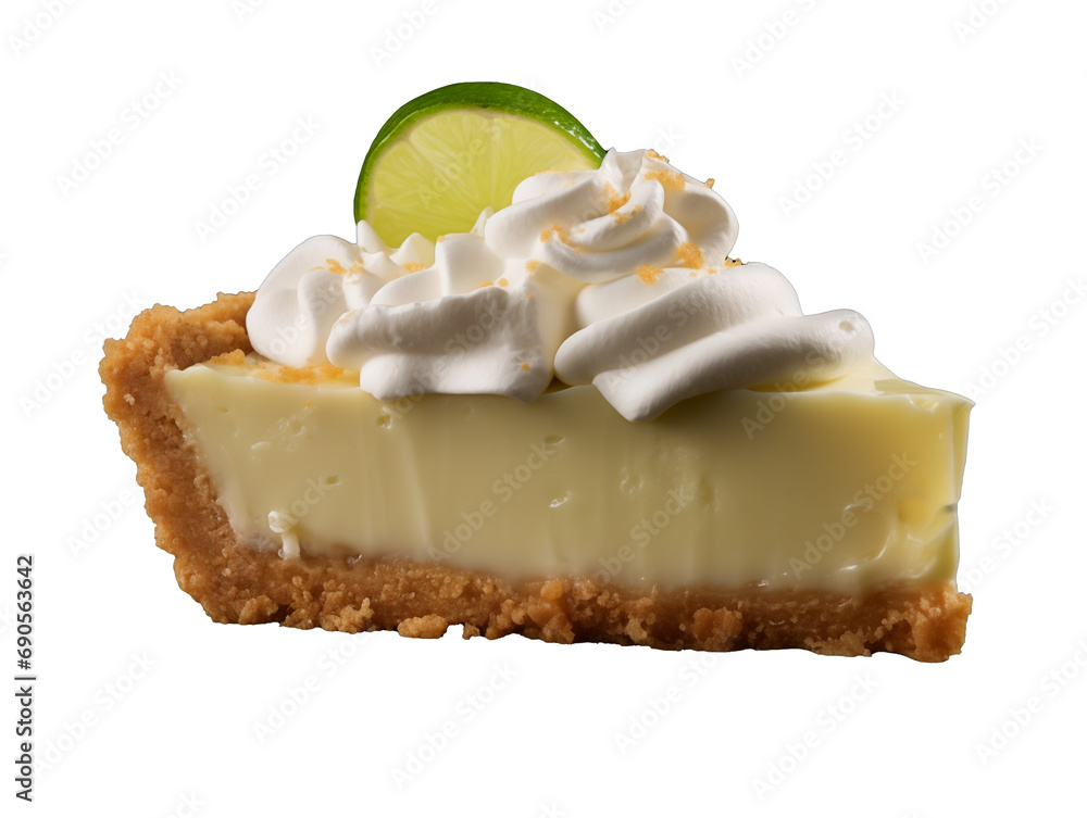 A transparent-background photo of a slice of key lime pie with a dollop ...