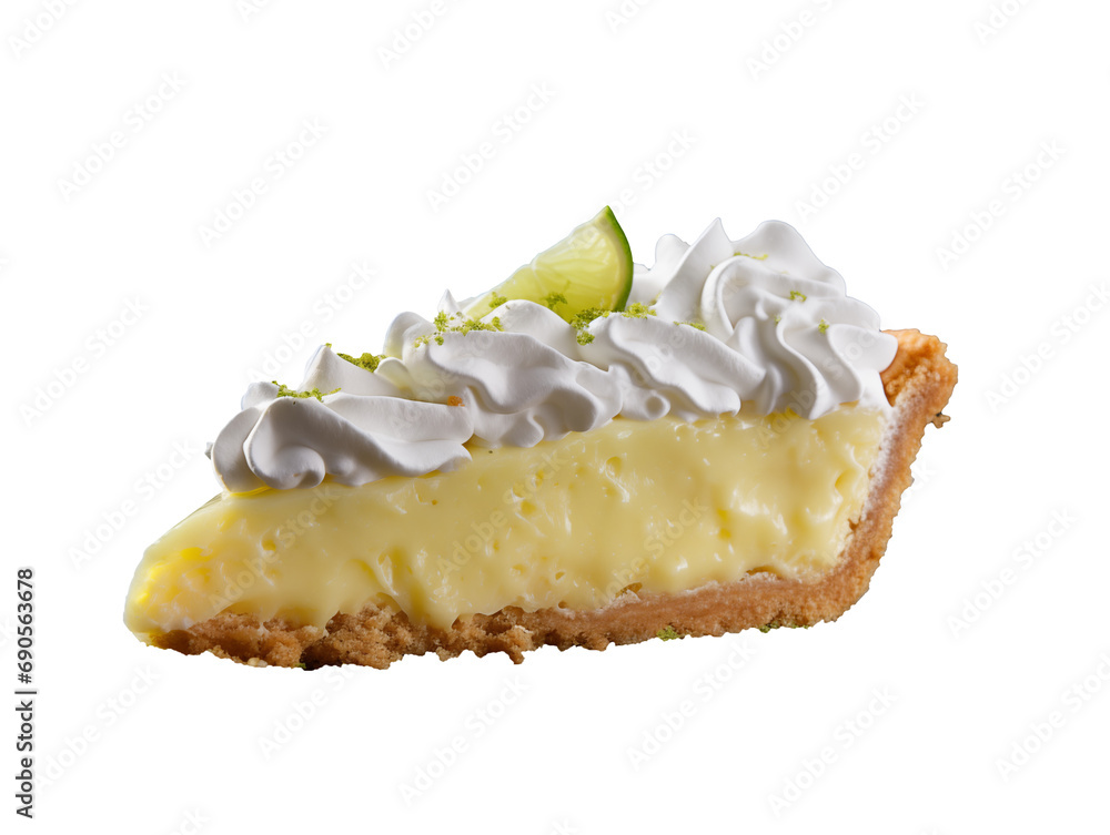 A transparent-background photo of a slice of key lime pie with a dollop ...