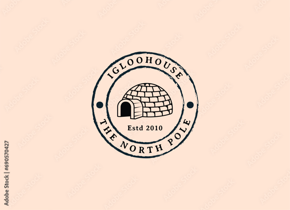 Vecteur Stock igloo house logo line art vector vintage simple ...