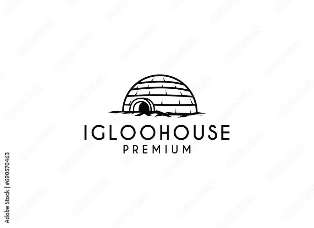 igloo house logo line art vector vintage simple illustration template ...