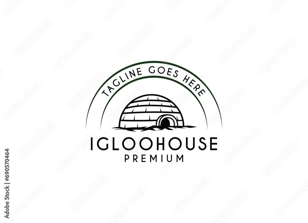 igloo house logo line art vector vintage simple illustration template ...