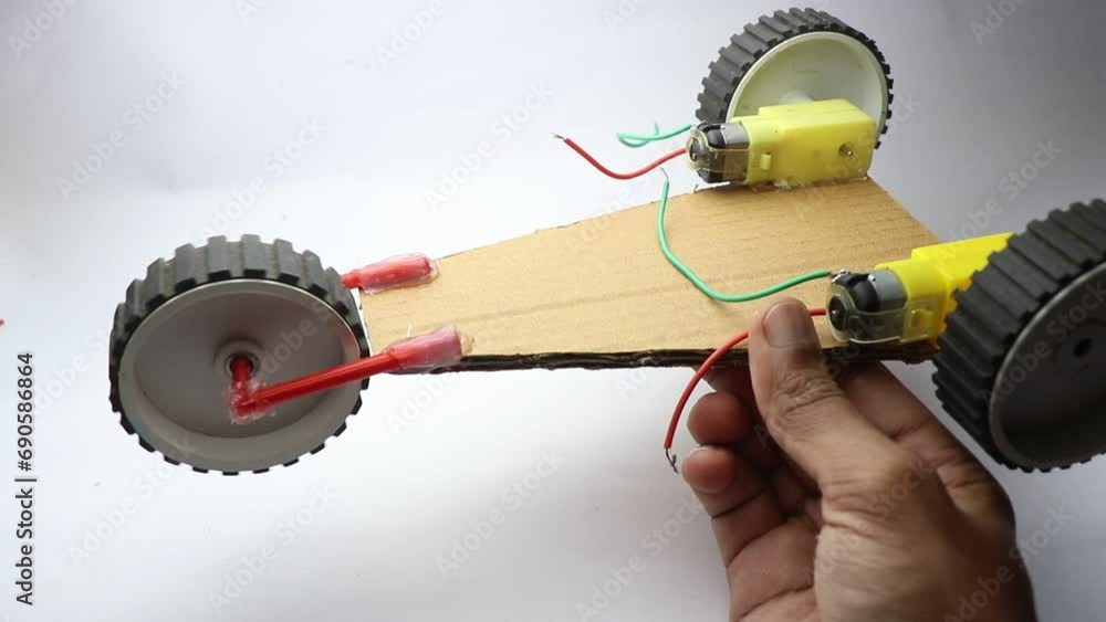 Robot car is being built with simple materials as a prototype project ...