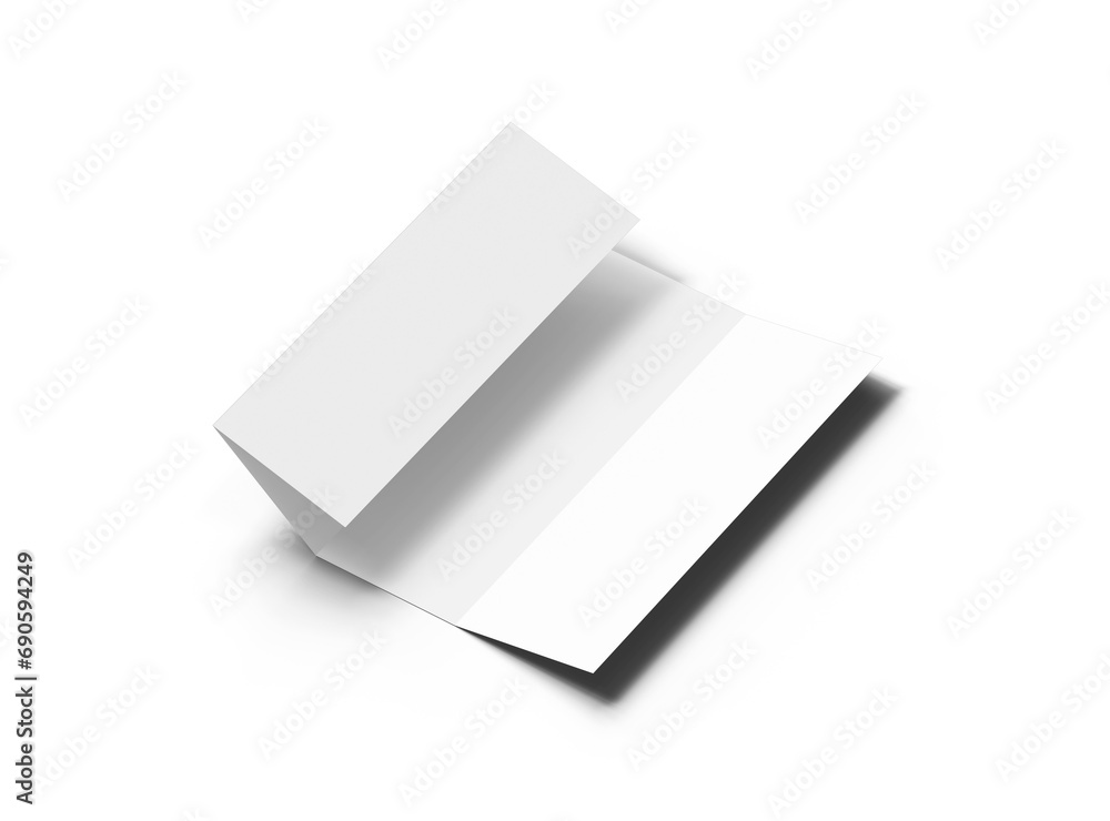 Blank four roll-fold letter size brochure 3d render on transparent ...