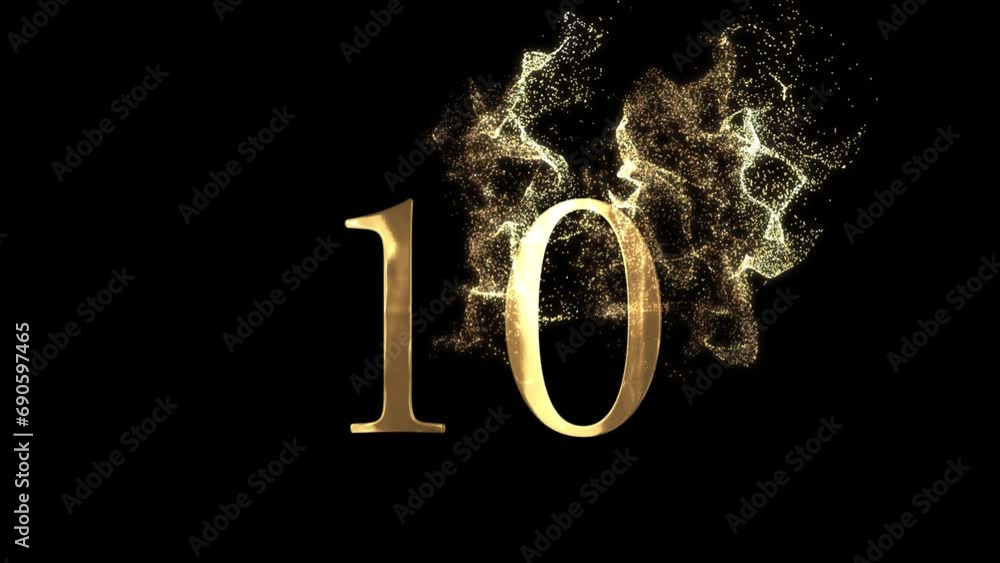 Vidéo Stock Golden number 10 from particles, numbering, ten, golden ...