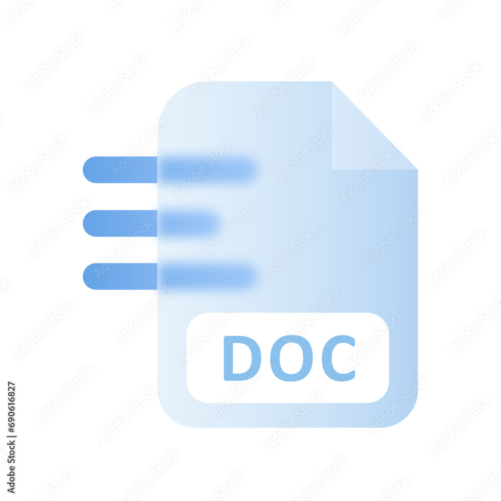 DOC File Formats Glassmorphism UI Icon Sign and Symbol Design ...