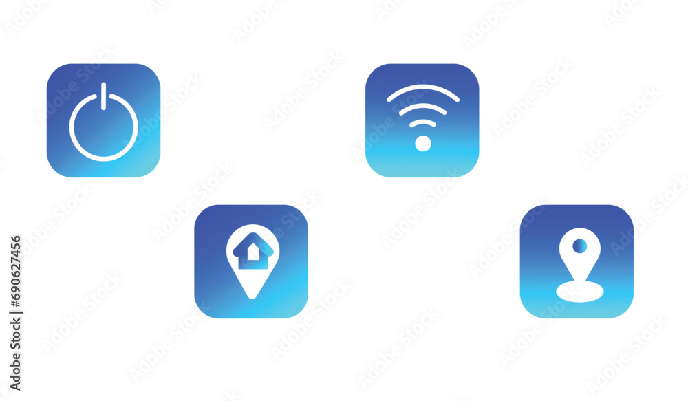 A set of blue vector icons of modern trend in the style with gradient ...
