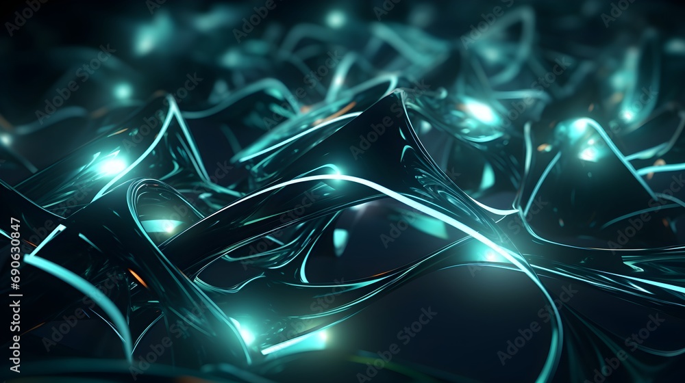 a bunch of shiny objects that are in the dark. Featuring abstract lines ...