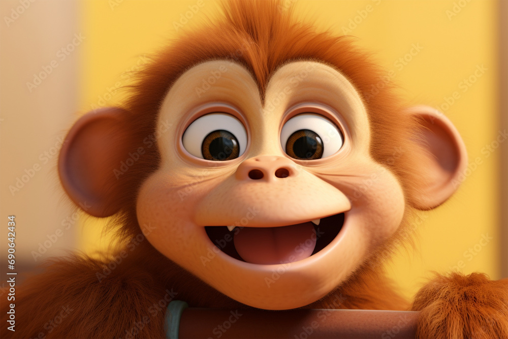 cartoon illustration of a cute monkey smiling Stock Illustration ...