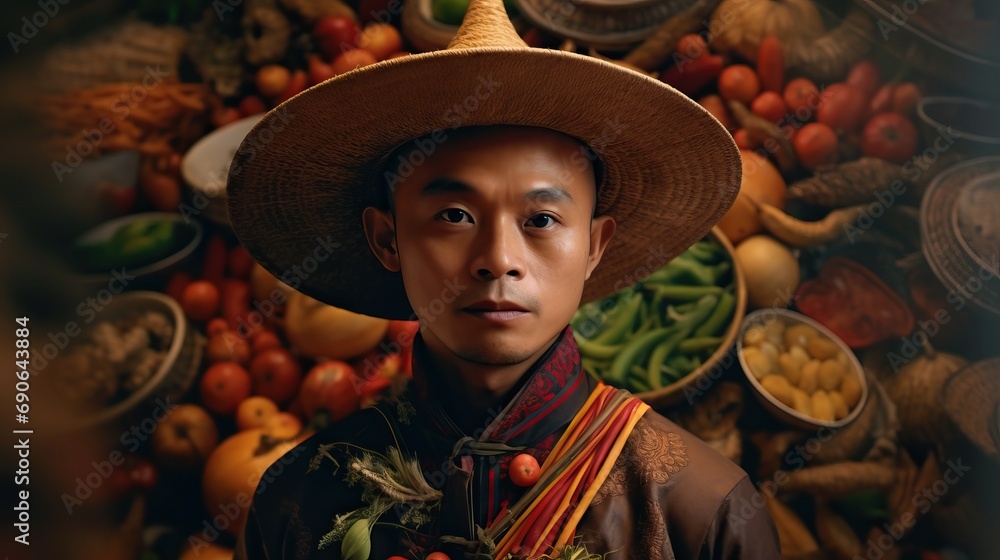 Creat a hyper realistic 4k picture of the stereotypical Thai person ...