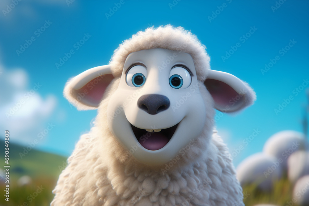 cartoon illustration of a cute sheep smiling Stock Illustration | Adobe ...