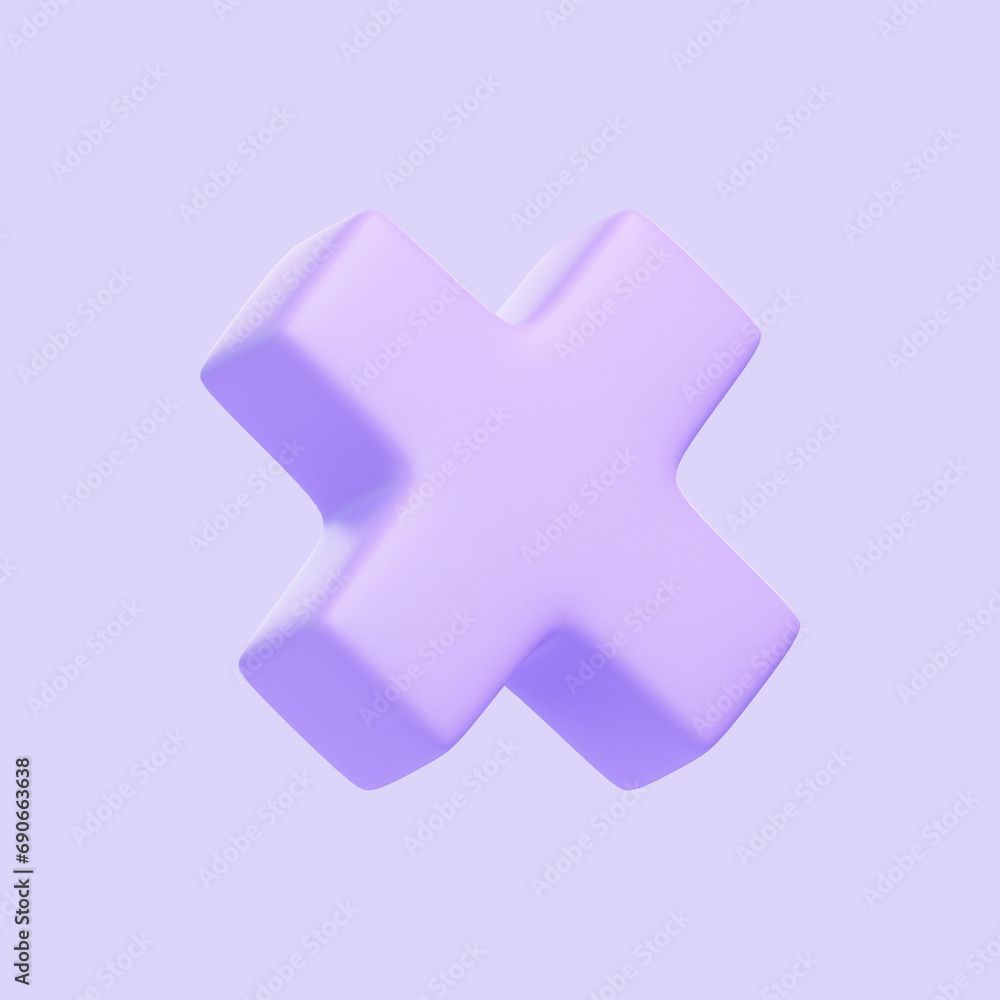 Purple Cross sign isolated on purple background. 3D icon, sign and ...