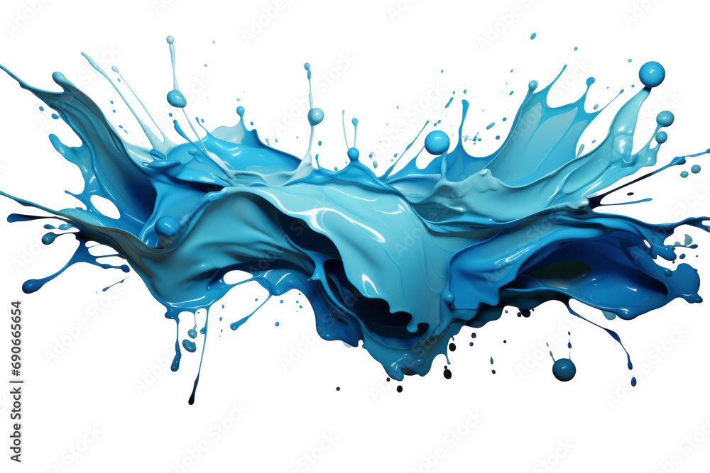 Blue paint splatter, minimal flat vector, isolated on white, 2D design ...