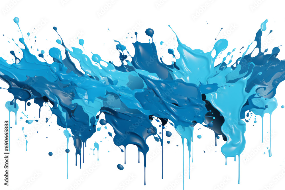 Blue paint splatter, minimal flat vector, isolated on white, 2D design ...