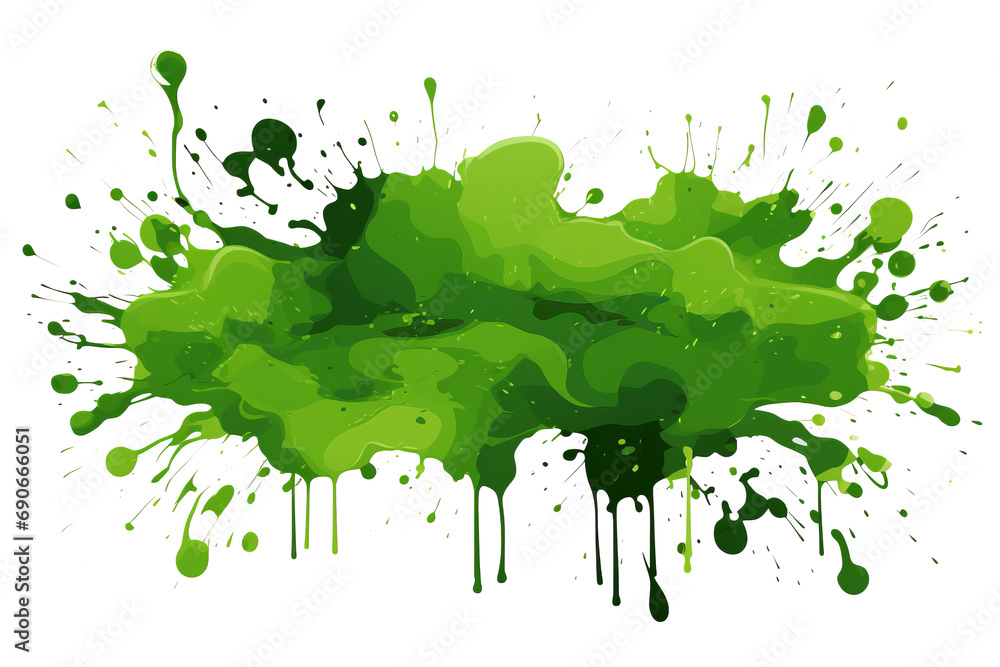 Green paint splatter, splash, drips, simple minimal, flat vector ...