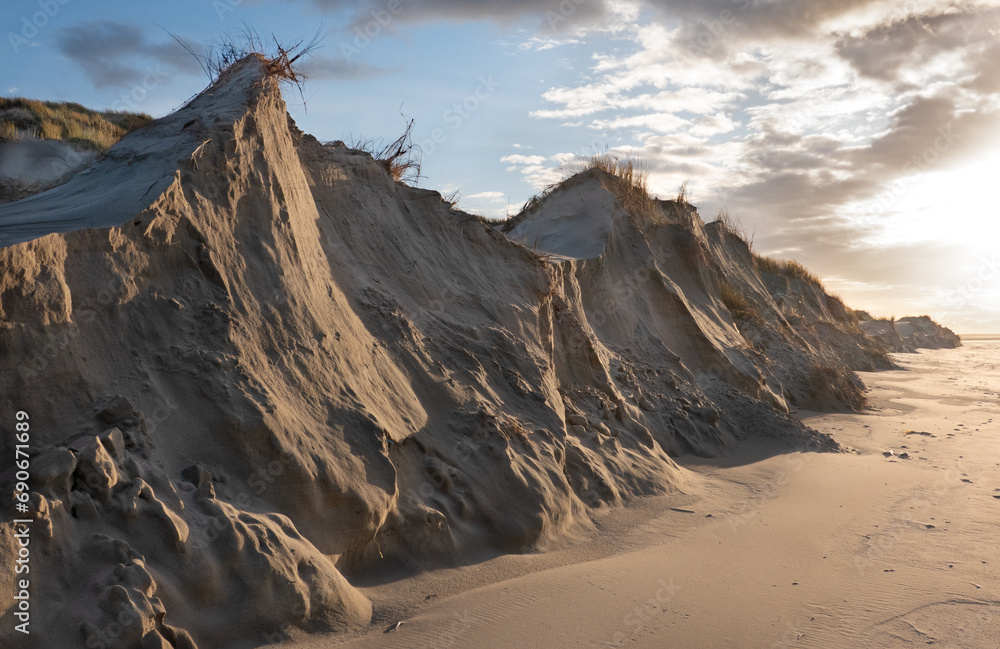 Dune erosion, sand lost from a range of dunes under wave attack ...