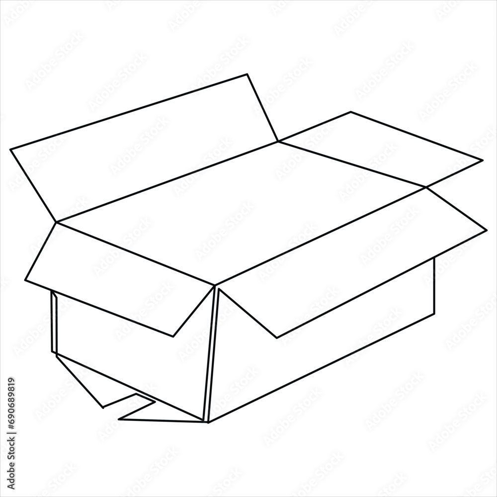 Continuous box single line art drawing outline vector illustration ...