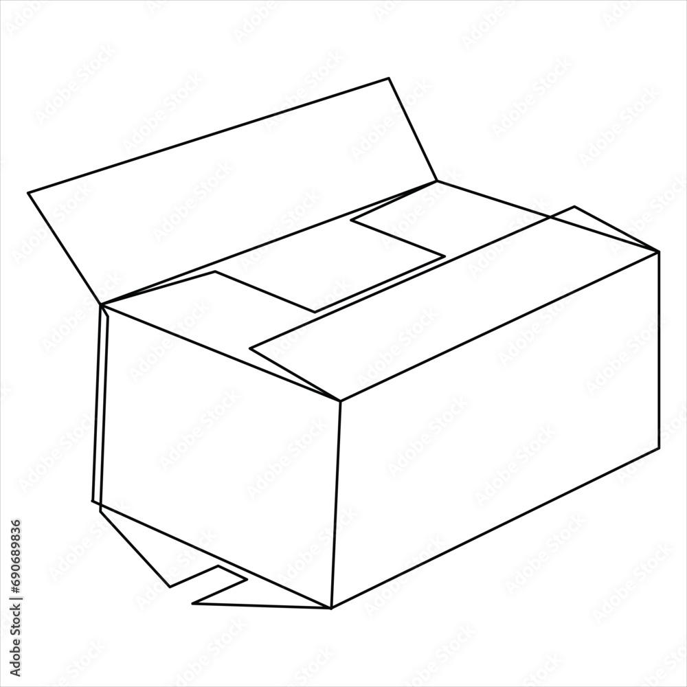 Continuous box single line art drawing outline vector illustration ...