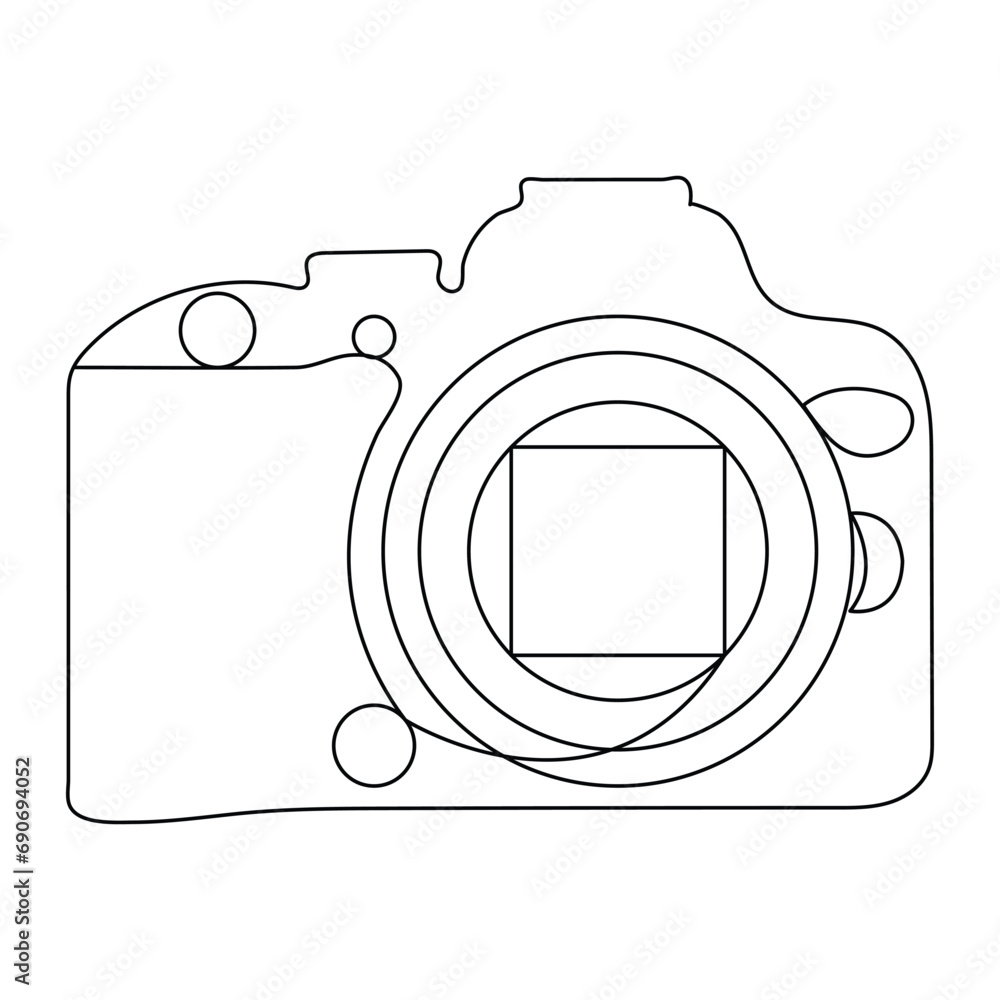 Continuous one line art drawing of camera sketch and outline vector ...