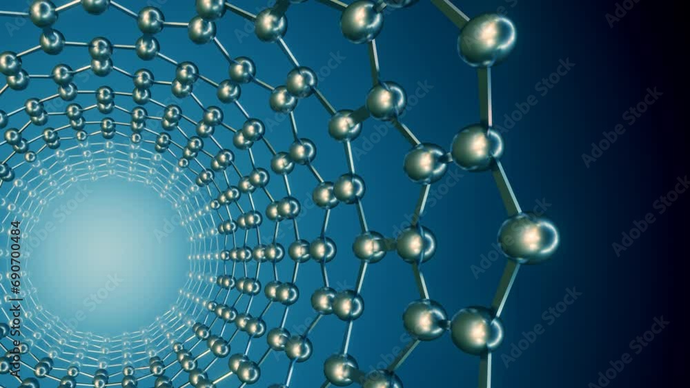 A 3D animation of a spinning carbon nanotube shows the carbon allotrope ...