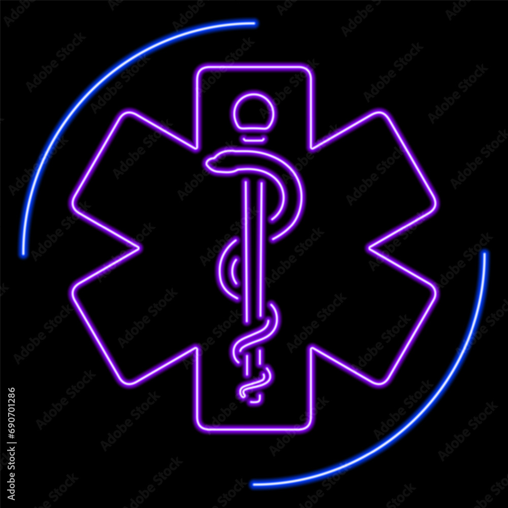 star of life neon sign, modern glowing banner design, colorful modern ...