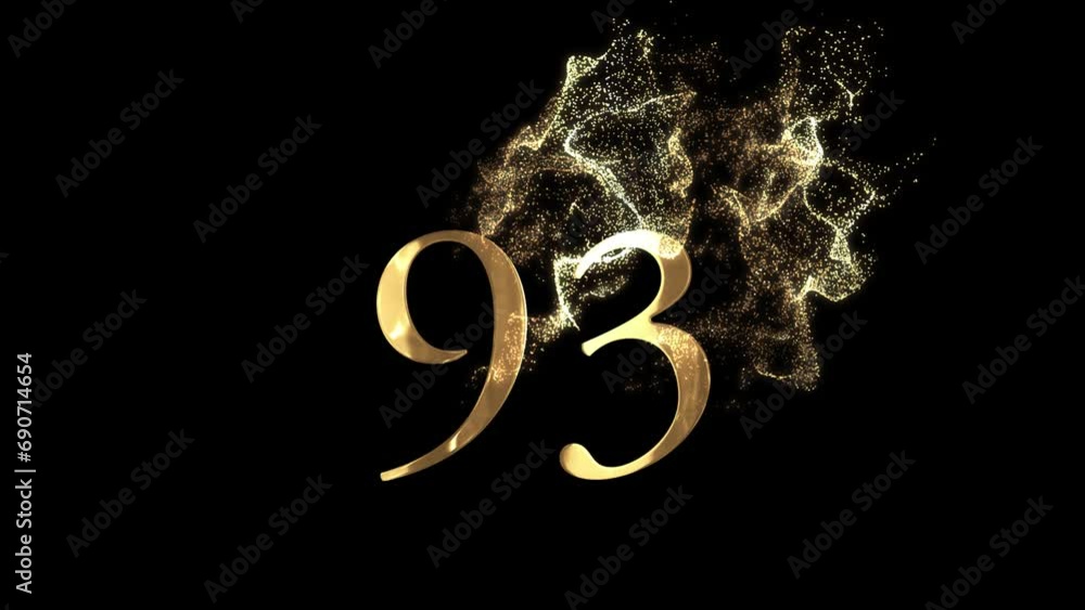 Vidéo Stock Golden number 93 from particles, numbering, ninety three ...