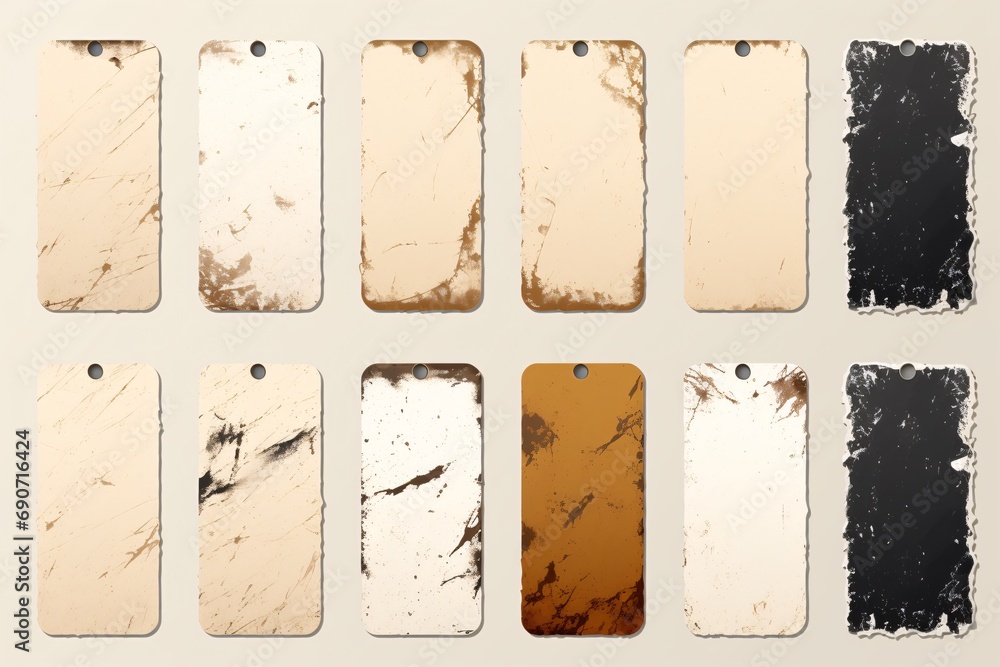 Assortment of vintage empty decal, tag, ticket templates for imitation ...