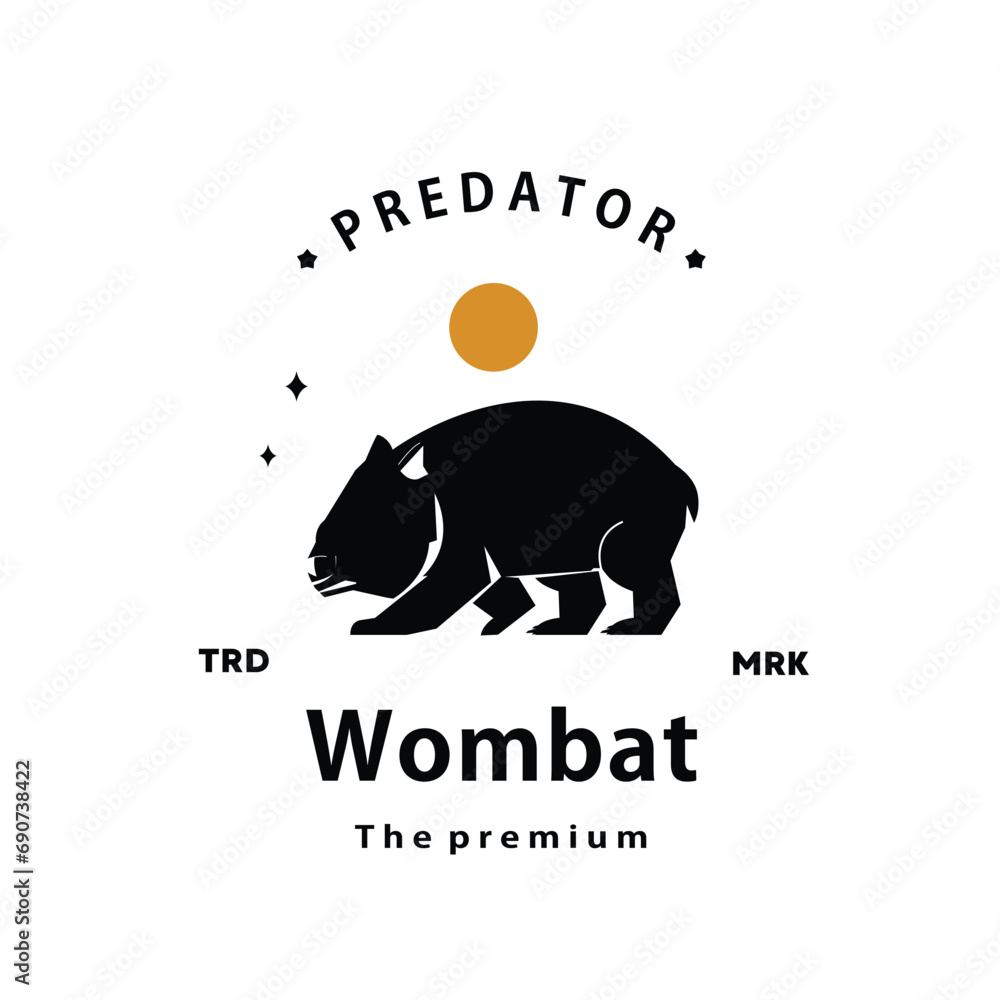 vintage retro hipster wombat logo vector outline silhouette art icon ...