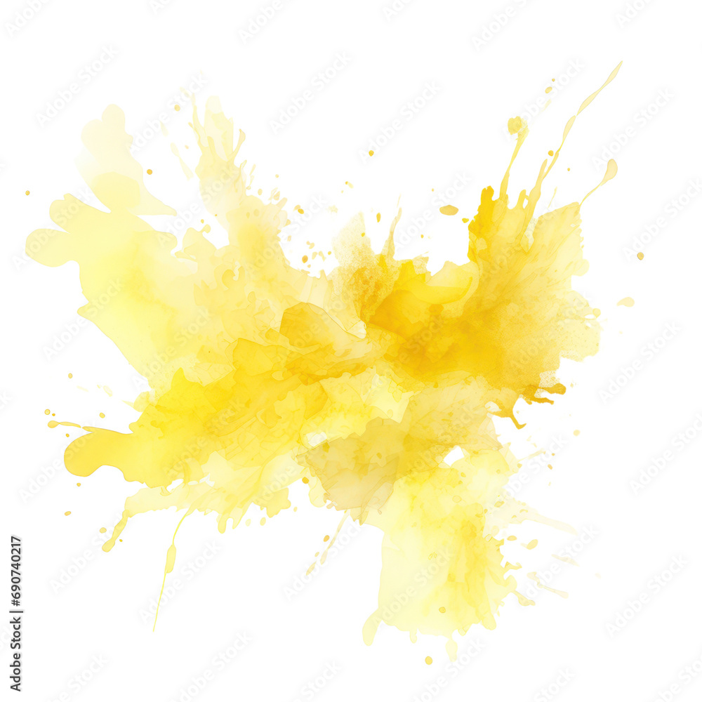 watercolor yellow splash isolated on white background PNG File. Stock ...