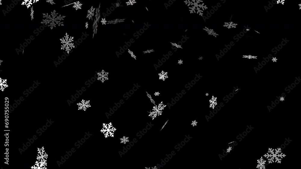 Motion graphics snowflakes effect overlay transparent alpha png Stock ...