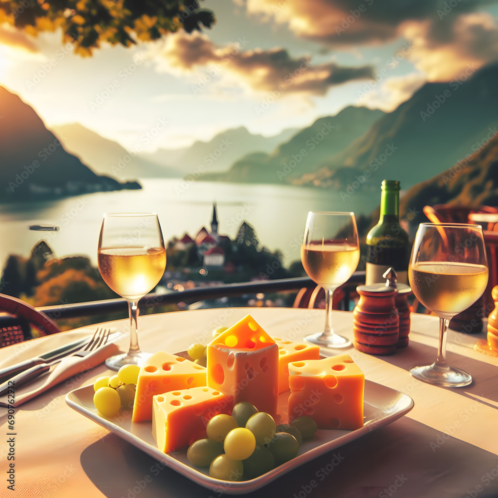 Banquete Mediterráneo: Un Despliegue de Quesos, Jamón Serrano y Vino ...