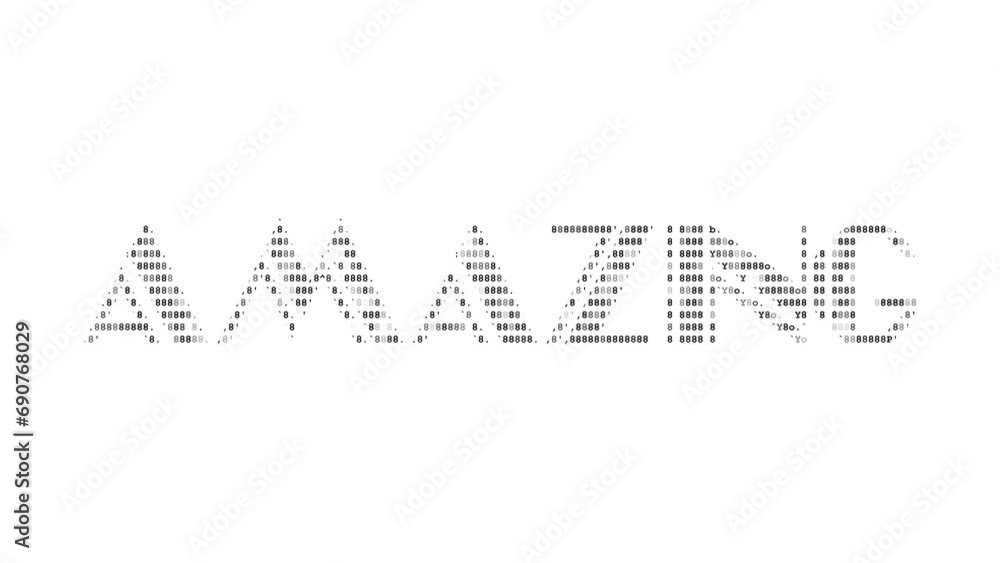 Amazing ascii word animation loop on white background. Ascii code art ...