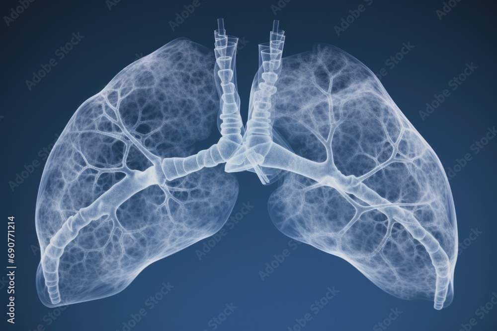X-ray image showing the internal structure of human lungs. Suitable for ...