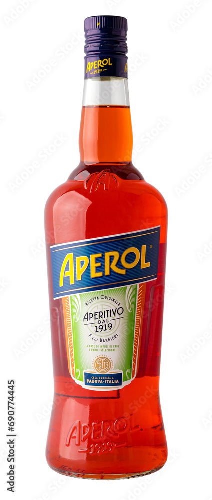 Bottle of summer cocktail Aperol Aperitivo, an Italian bitter aperitif ...