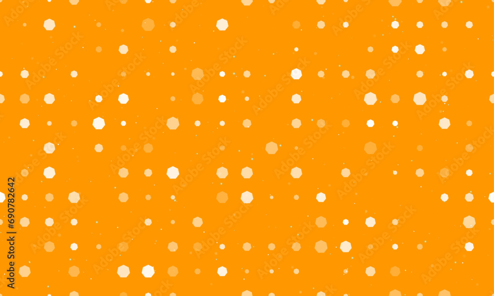 Seamless background pattern of evenly spaced white heptagon symbols of ...