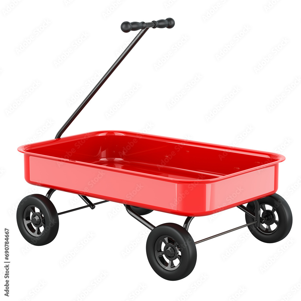 Classic Red Wagon, kids toy wagon, 3D rendering isolated on transparent ...