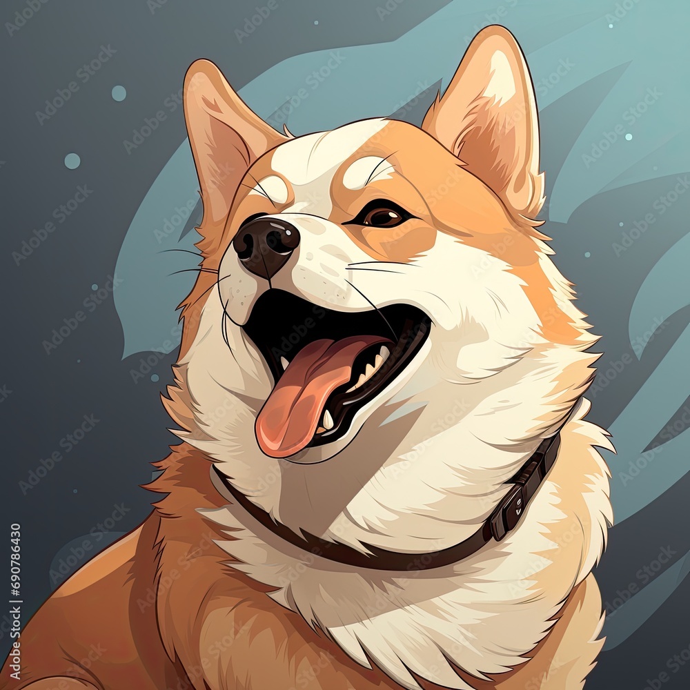 Cartoon drawing of a purebred Shiba dog. Shiba logo. Cute funny dog ...